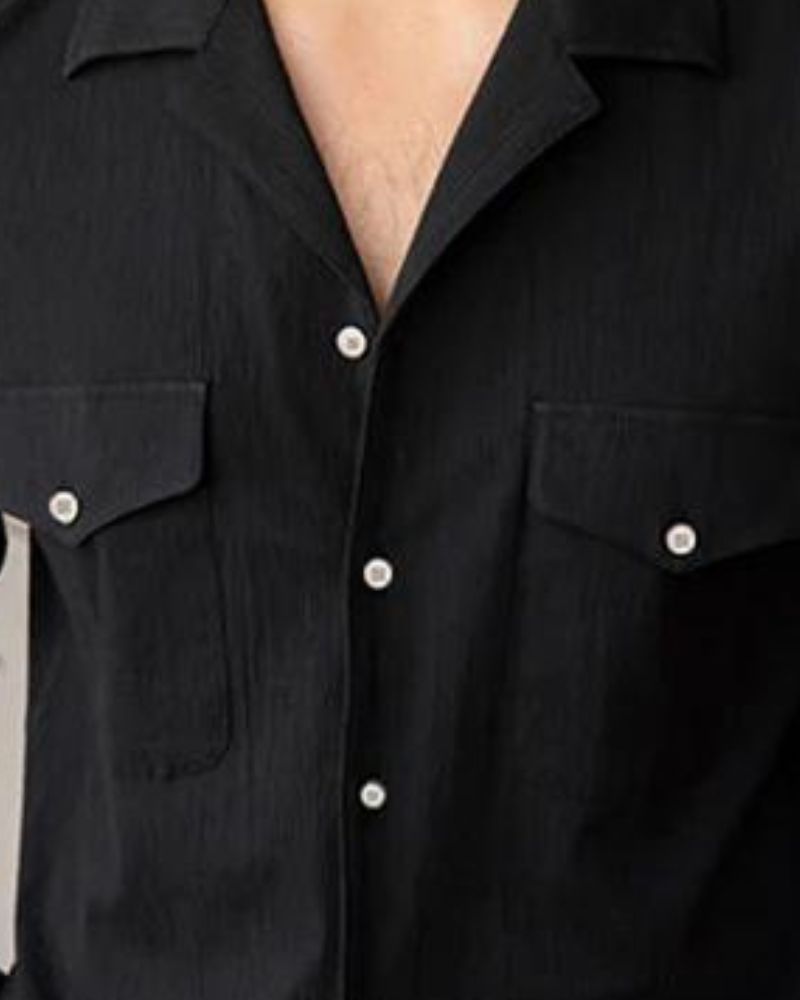 Black Double Pocket Cotton Shirt – Duders